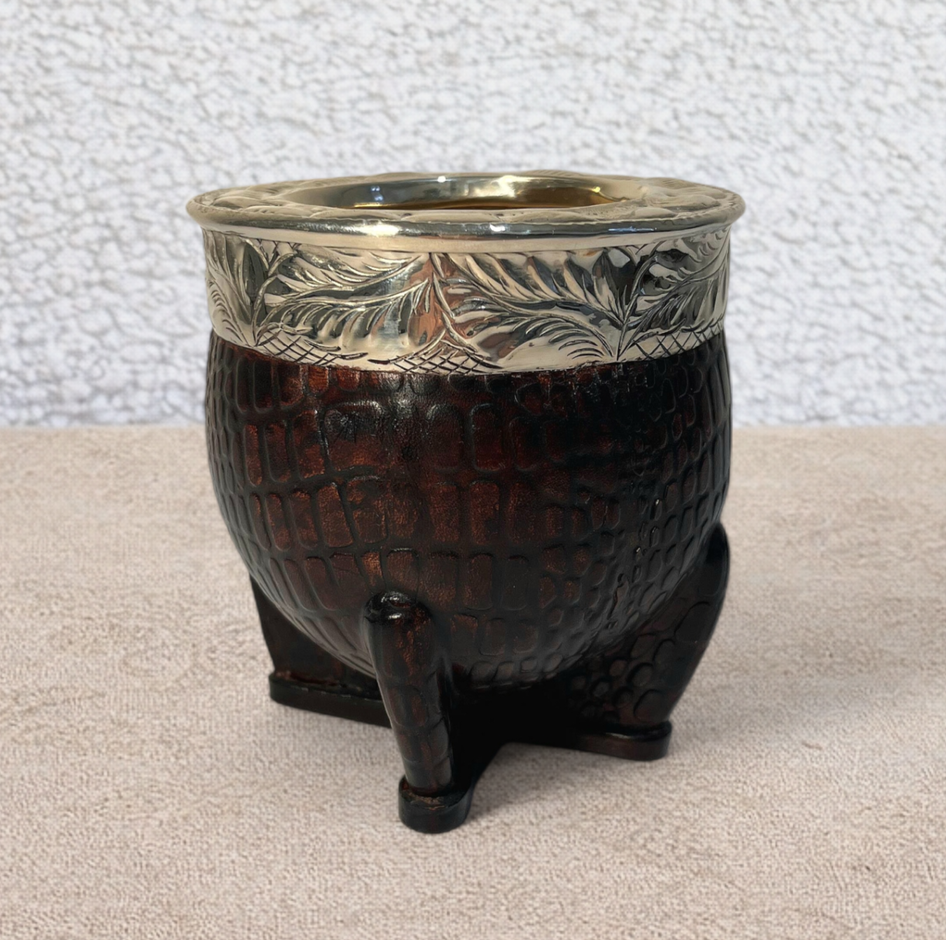 Croco Mahogany Calabash Mate – Full-Grain Leather | Mate Chamamé